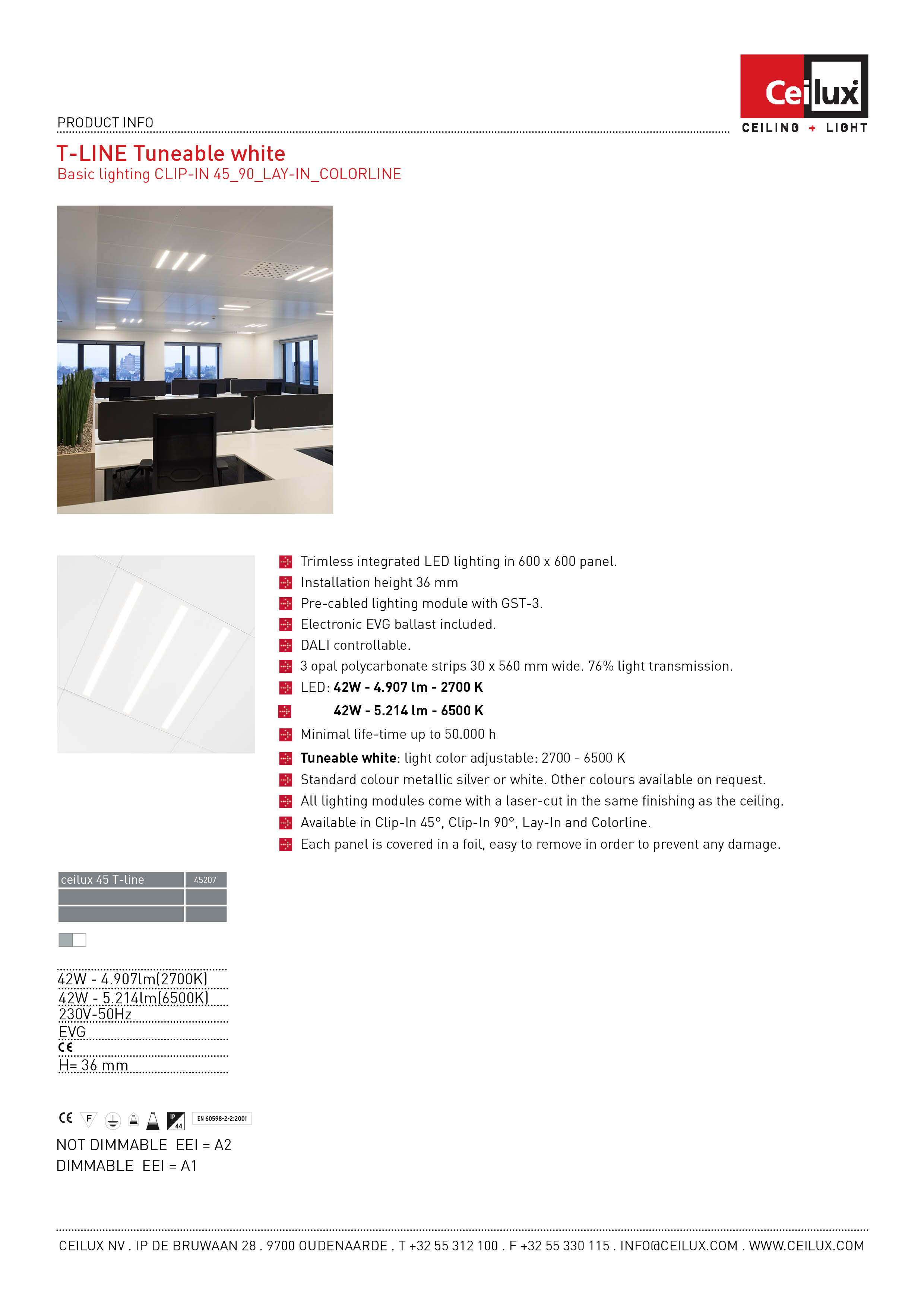 Ceilux ceiling lights Light Ceiling System T-line